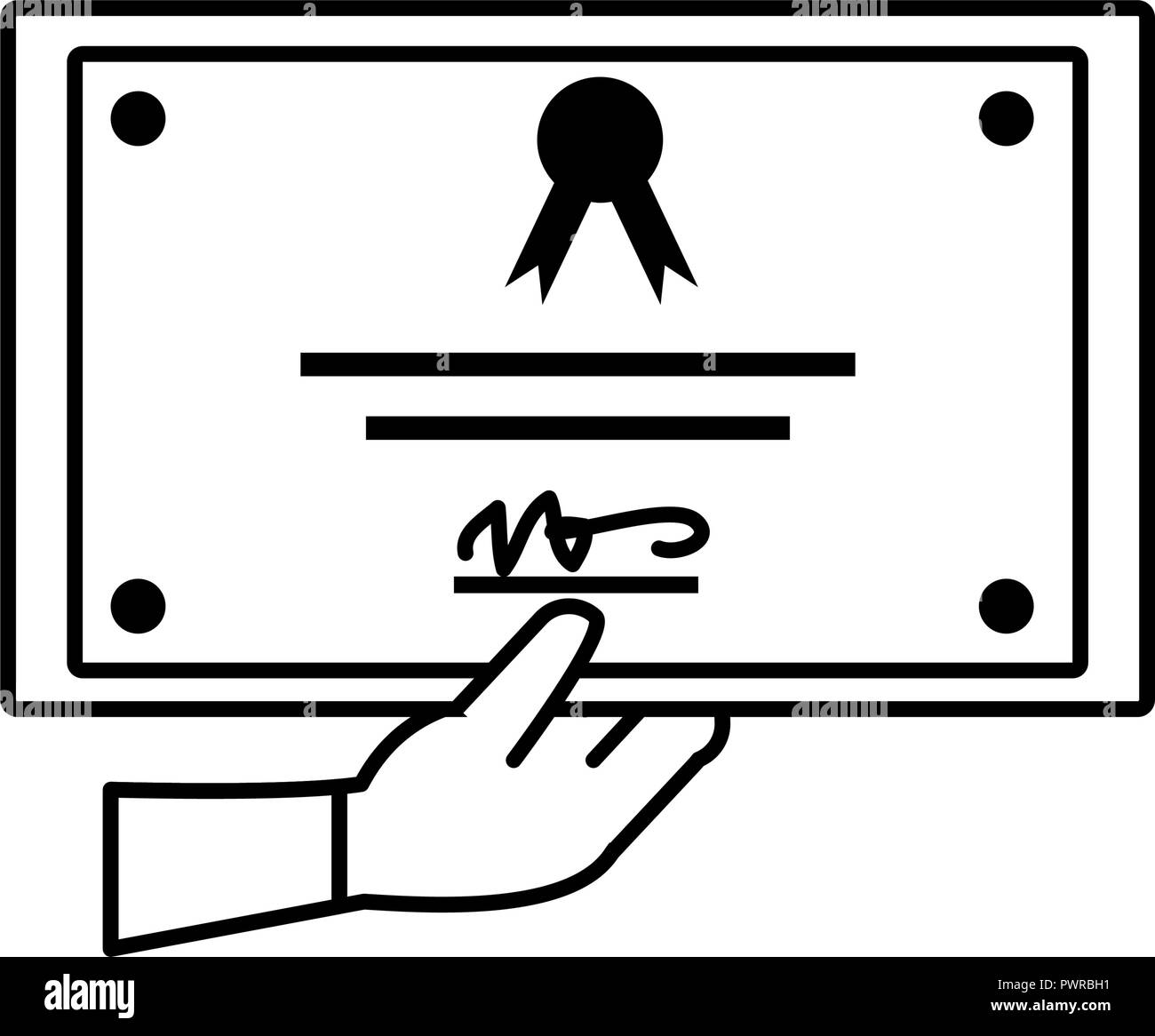 hand with graduation certificate isolated icon vector illustration ...