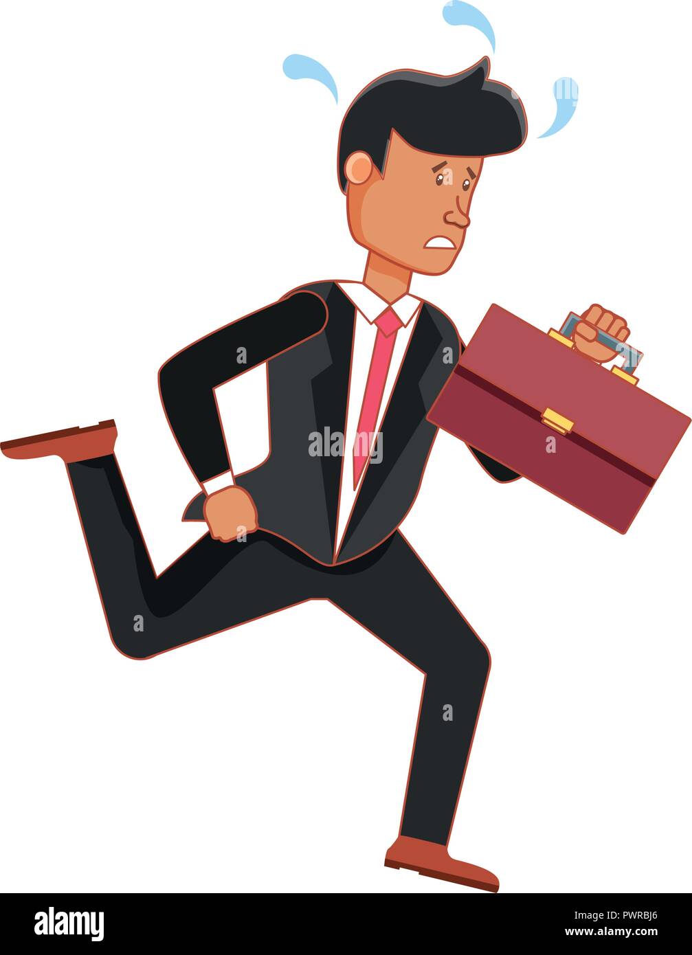 businessman elegant running with portfolio vector illustration design ...