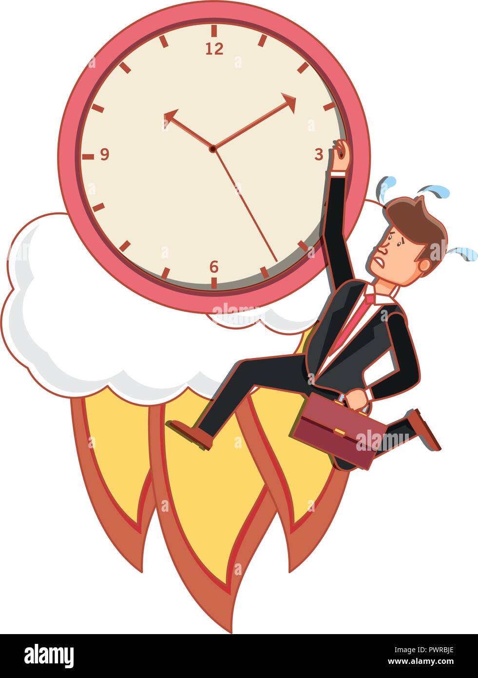 time clock launcher startup with businessman vector illustration design ...