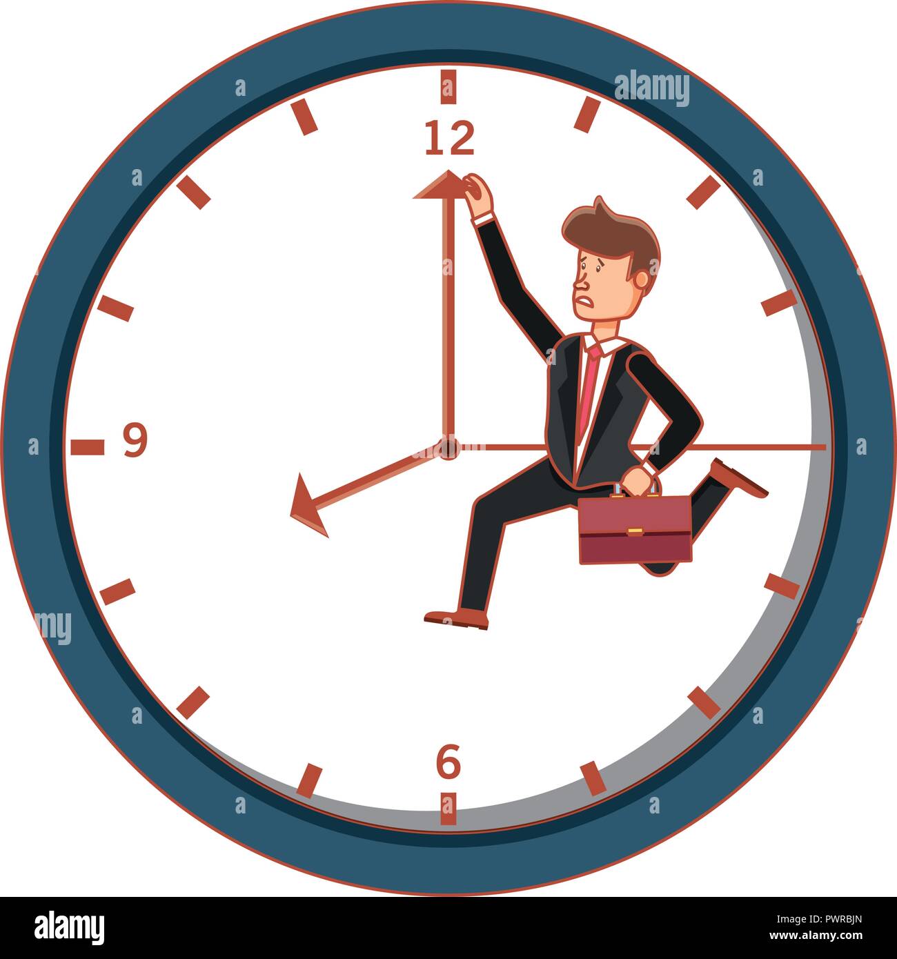 clock time with business man running vector illustration design Stock ...