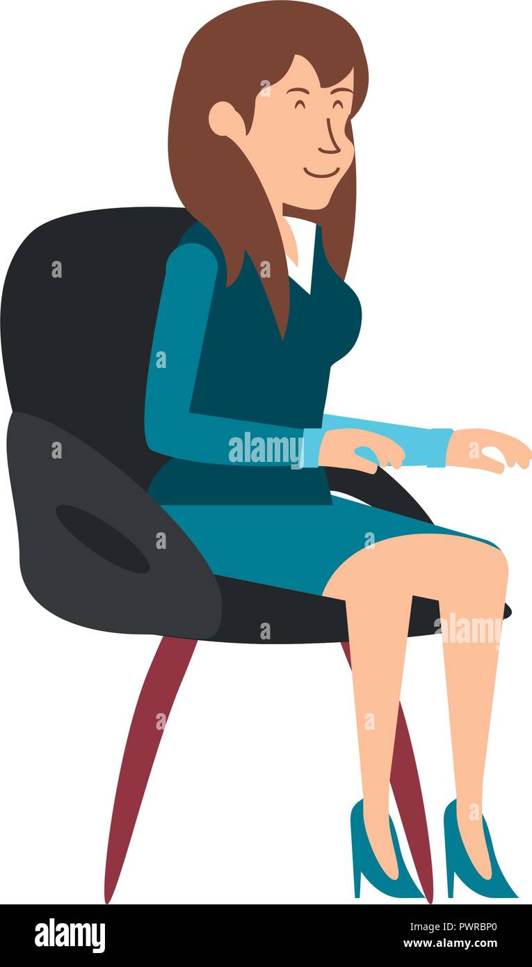businesswoman sitting in chair avatar character vector illustration ...