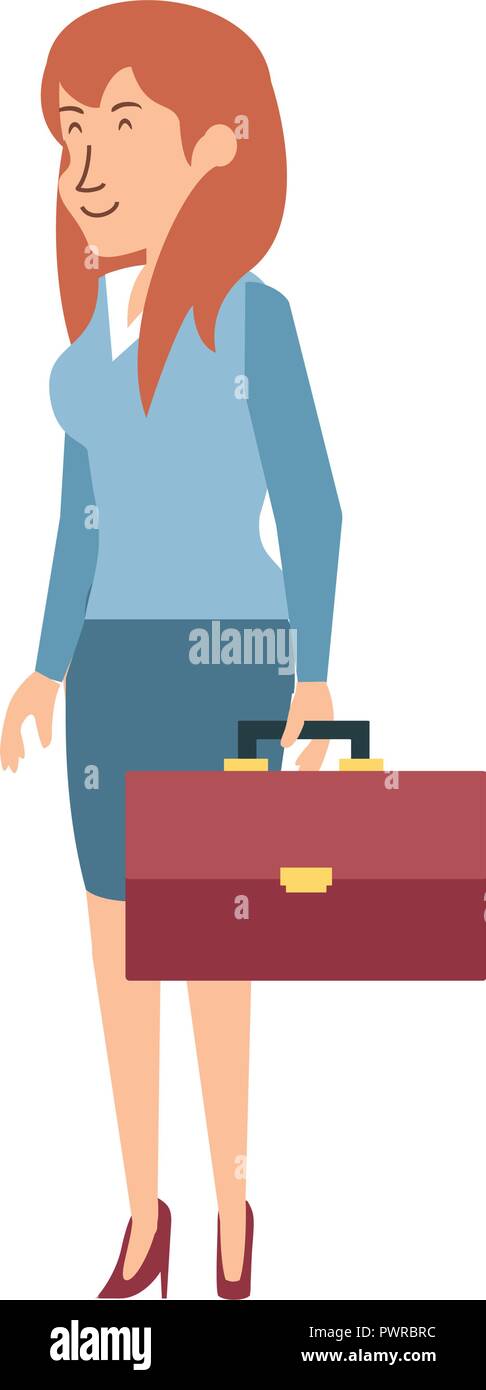 businesswoman with portfolio avatar character vector illustration ...