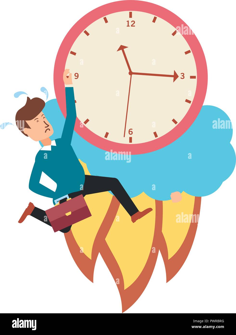 time clock launcher startup with businessman vector illustration design ...