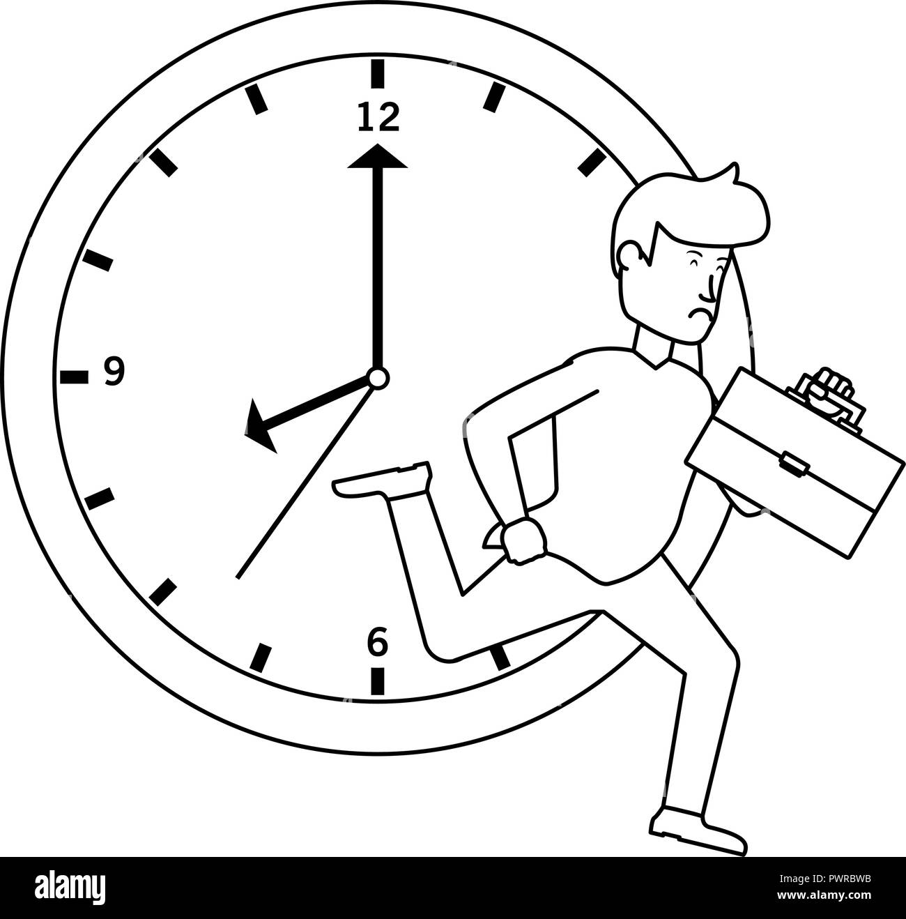 businessman running with portfolio and clock vector illustration design ...