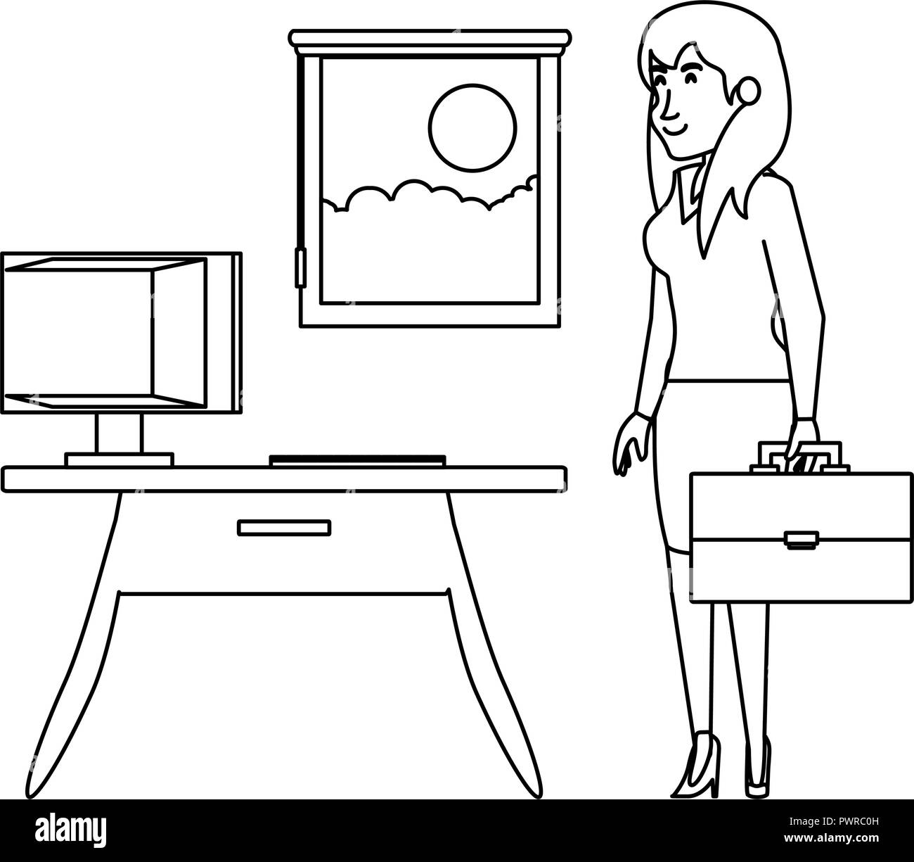 businesswoman in workplace avatar character vector illustration design ...