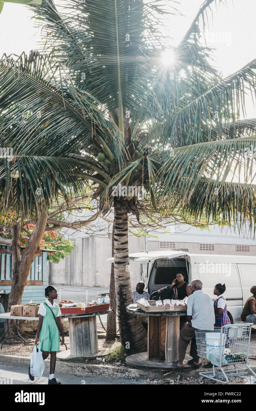 Bridgetown, Barbados - June 26, 2018: People selling locally grown ...