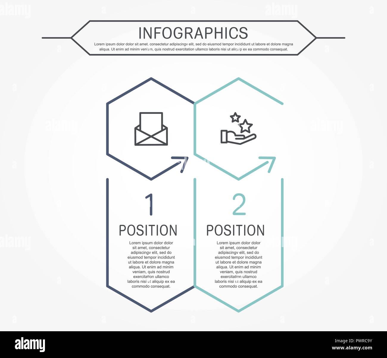 Modern line vector illustration. Infographic template with two elements ...