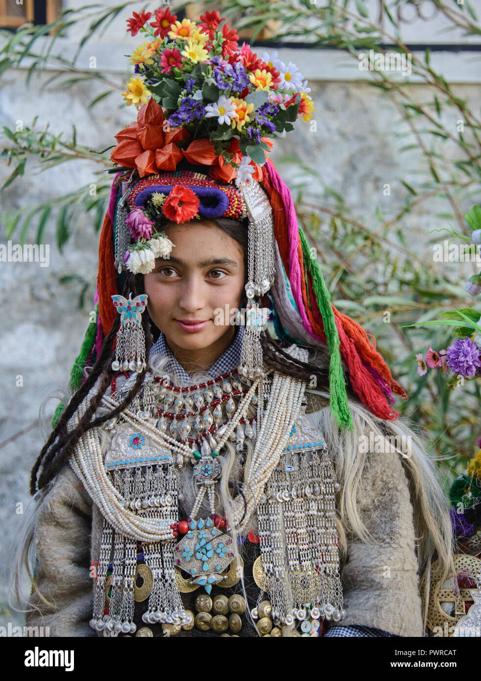 Aryan (Brogpa) in traditional costume, Biama village, Ladakh, India Stock Photo - Alamy