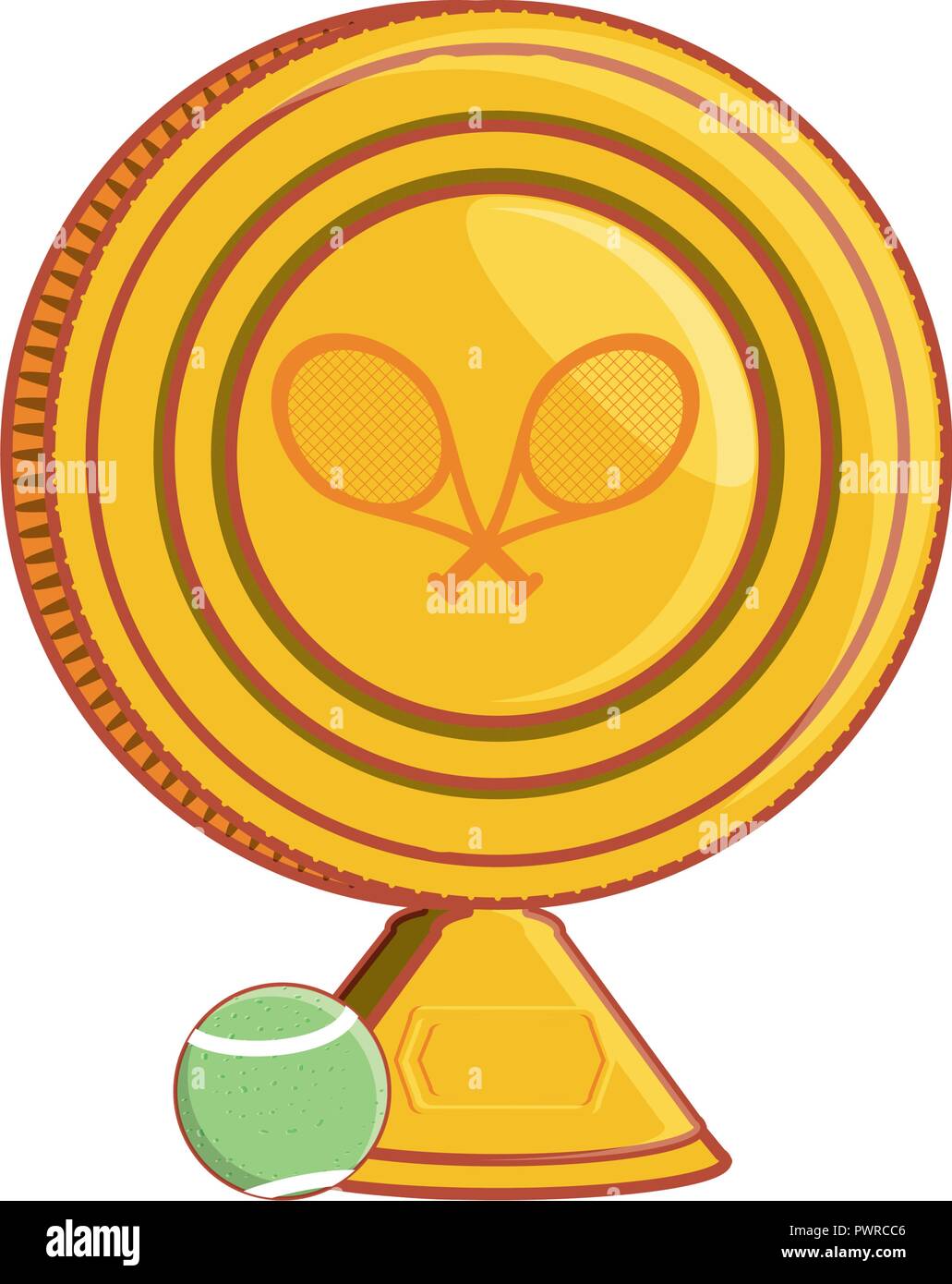 trophy cup with rackets and ball tennis vector illustration design ...
