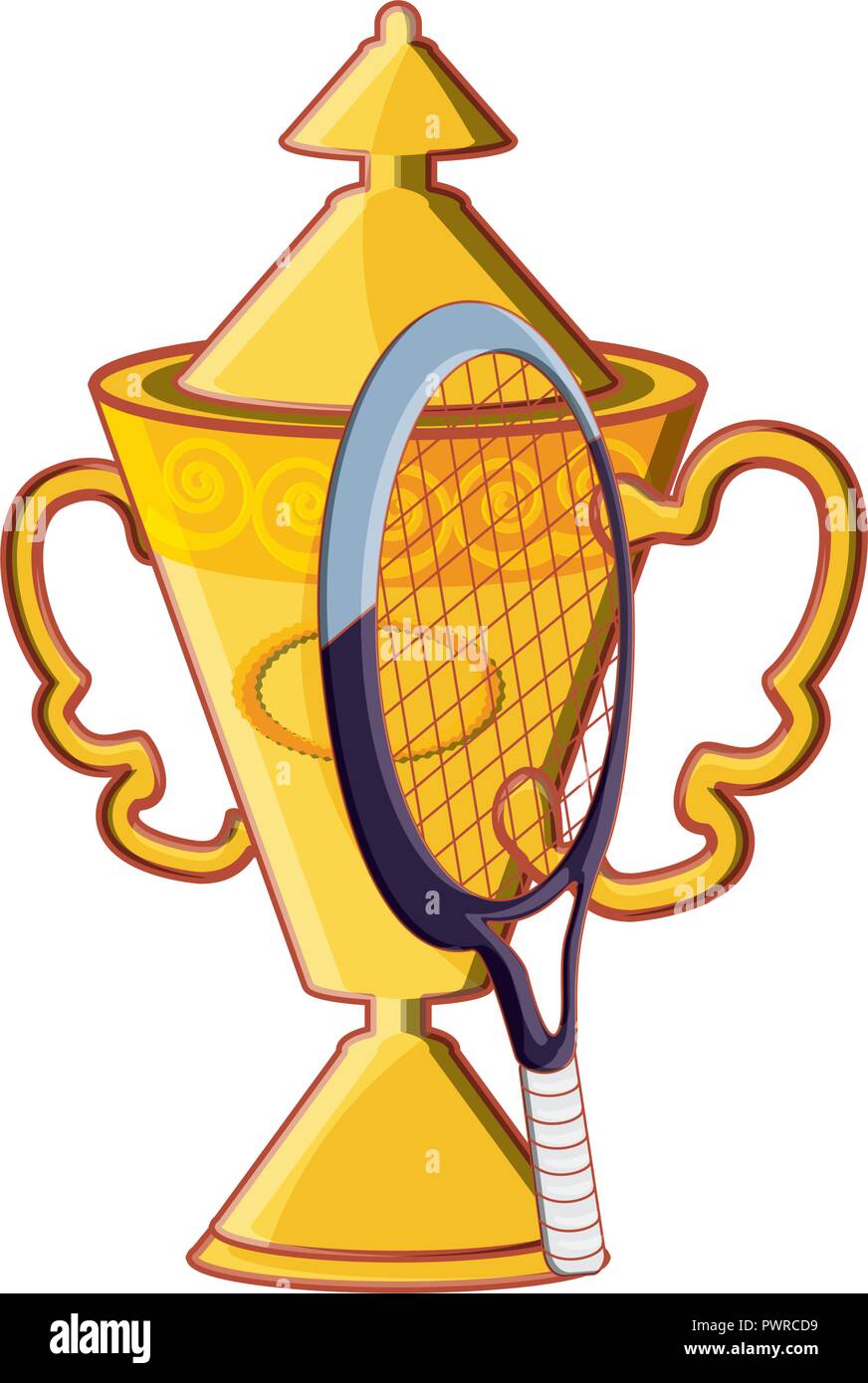 trophy cup with racket tennis vector illustration design Stock Vector ...