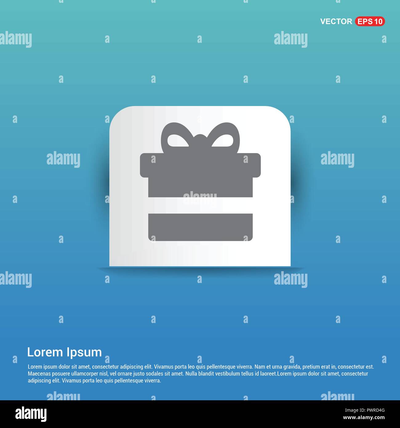 Christmas Gift Box Icon - Blue Sticker button Stock Vector Image & Art ...