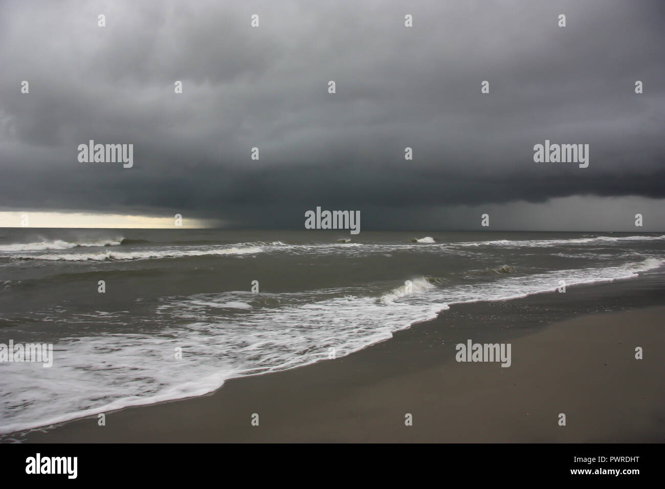 A threatening storm with heavy rain over the Atlantic Ocean Stock Photo ...