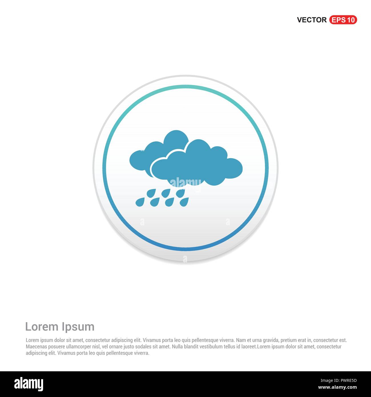 Rain Cloud Icon - white circle button Stock Vector Image & Art - Alamy