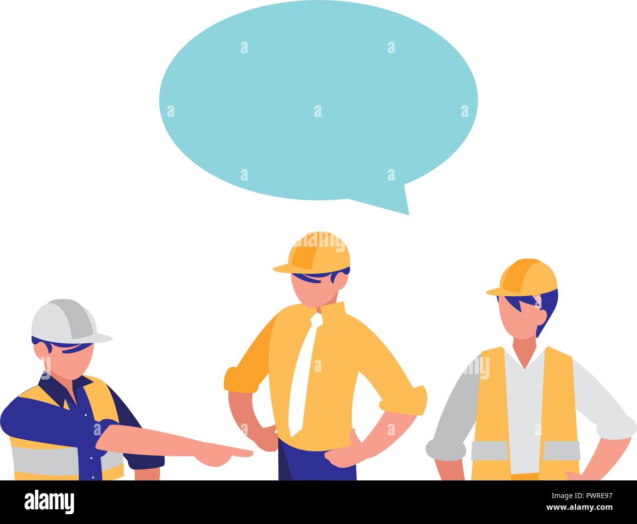 construction builders having conversation over white background, vector ...