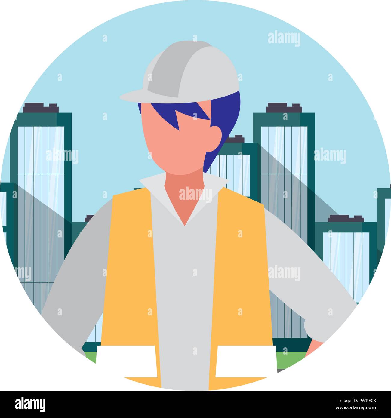 construction worker with safety equipment over white background, vector ...