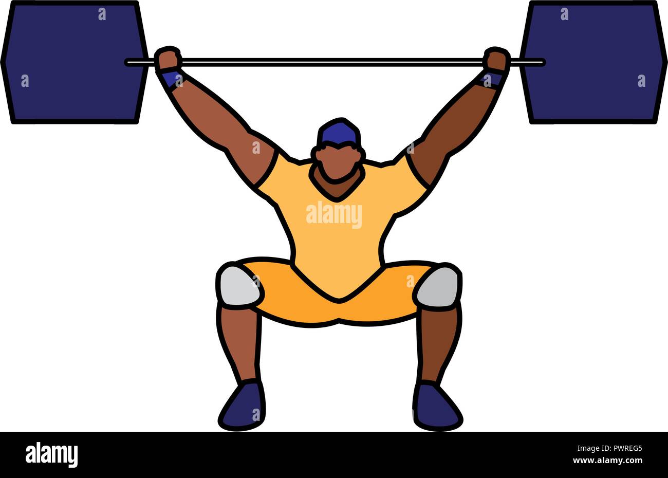 man lifting weights over white background, vector illustration Stock ...