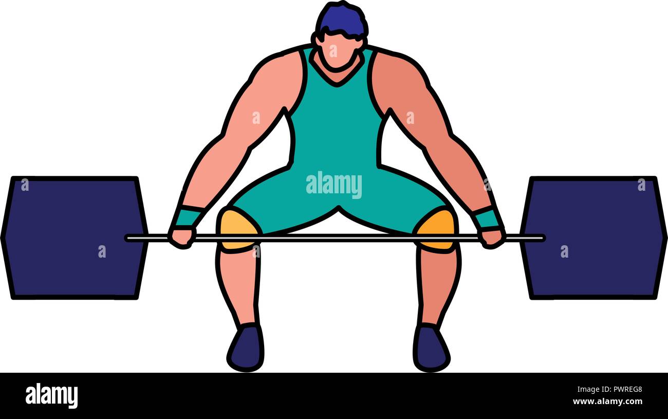 man lifting weights over white background, vector illustration Stock ...