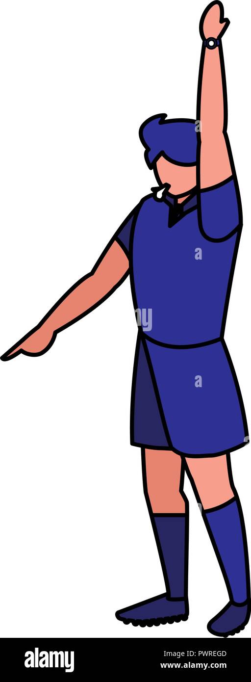 referee announcing foul play with a whistle over white background ...