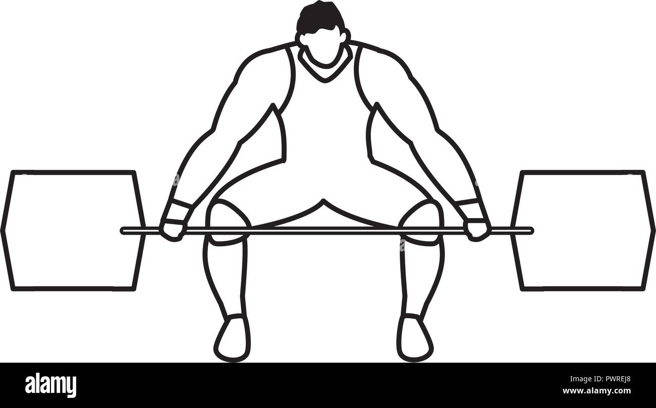 man lifting weights over white background, vector illustration Stock ...
