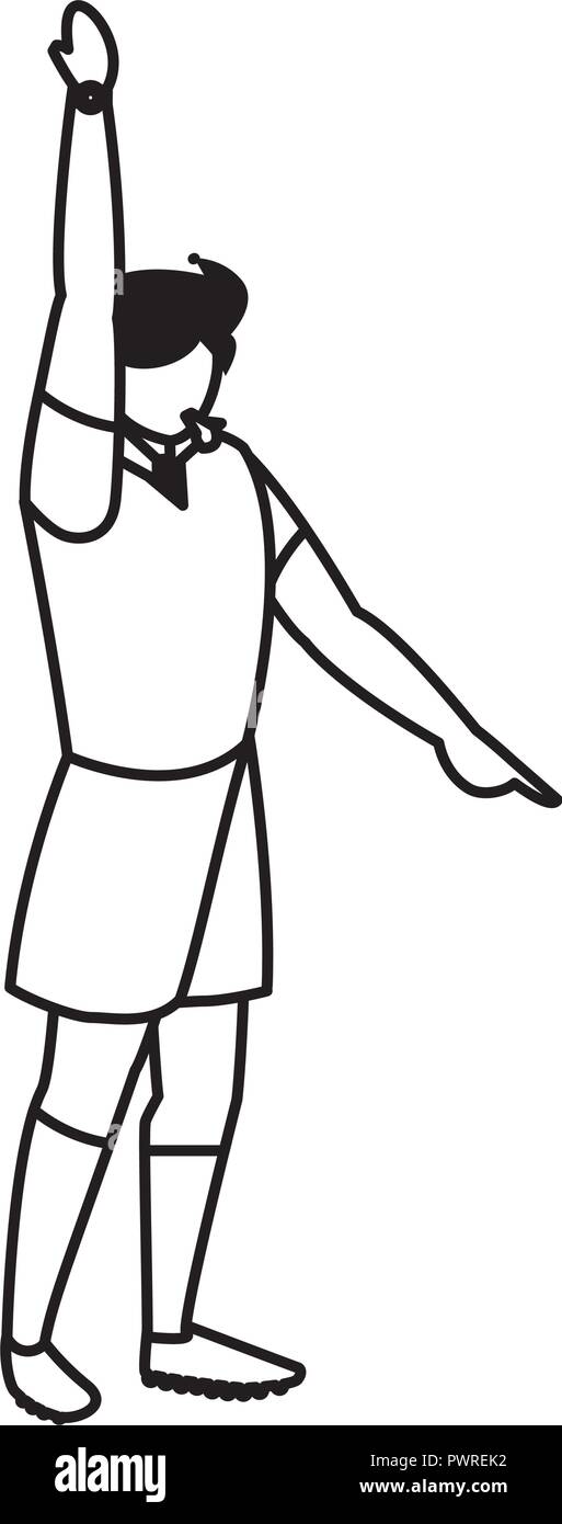 referee announcing foul play with a whistle over white background ...