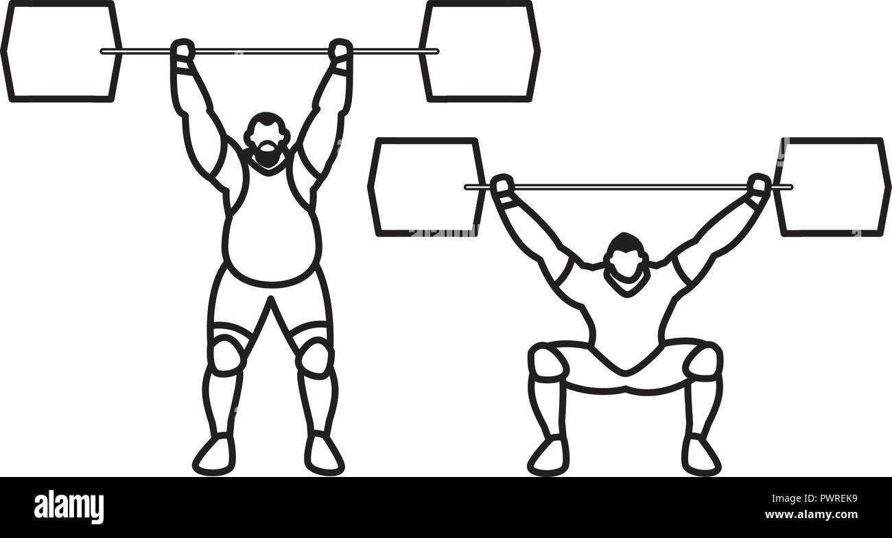 men lifting weights over white background, vector illustration Stock ...