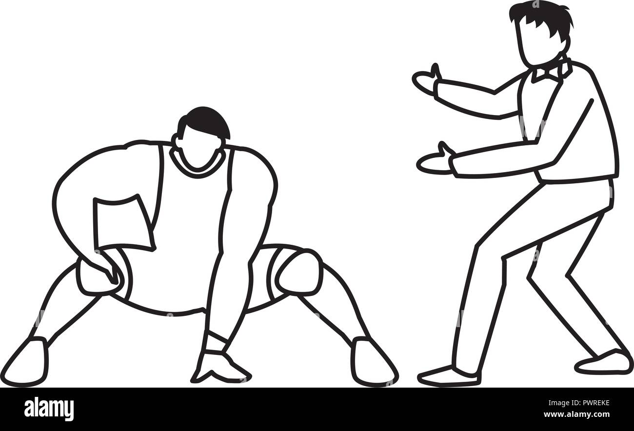 boxing referee and boxer icon over white background, vector ...