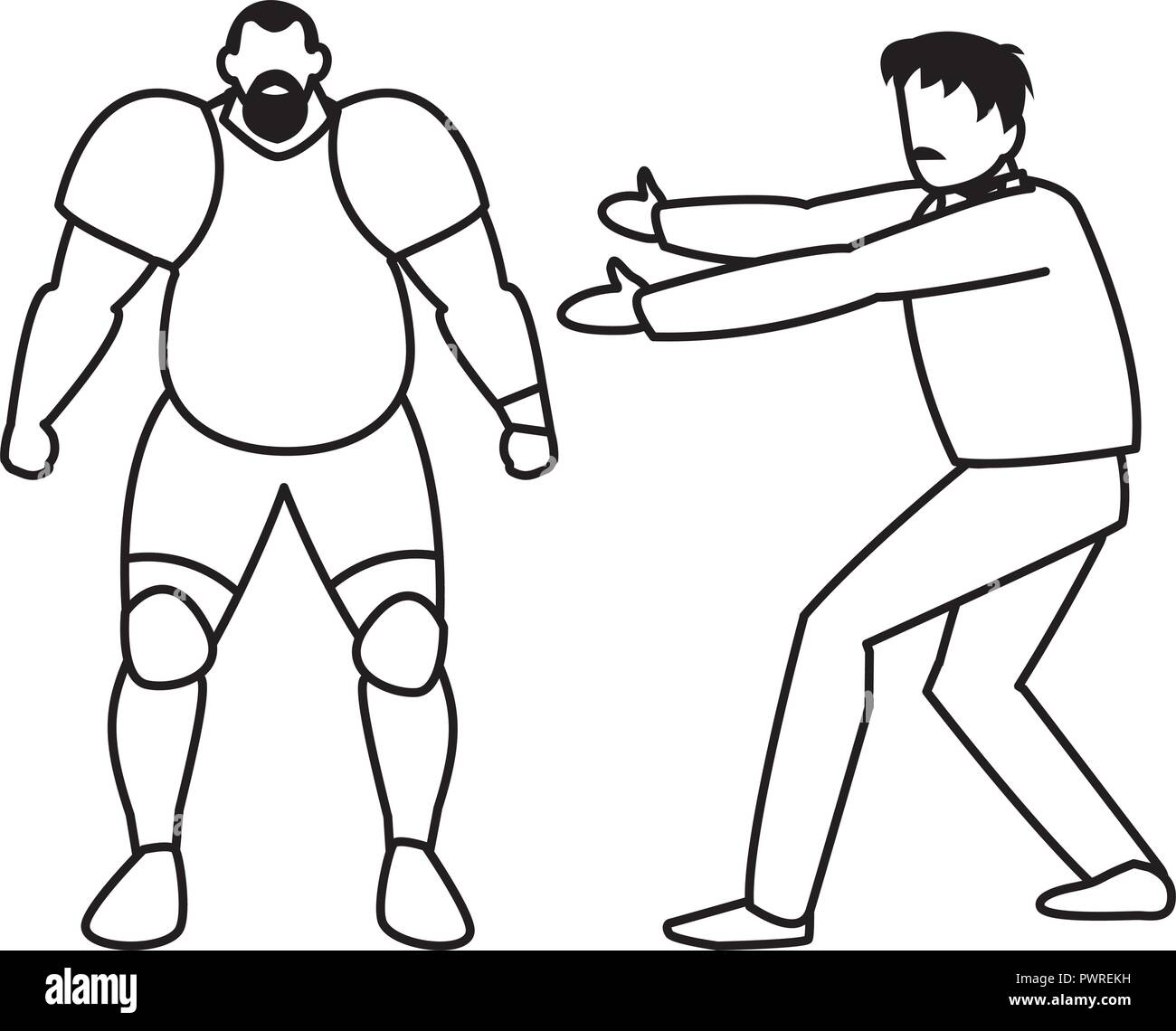 boxing referee and boxer icon over white background, vector ...