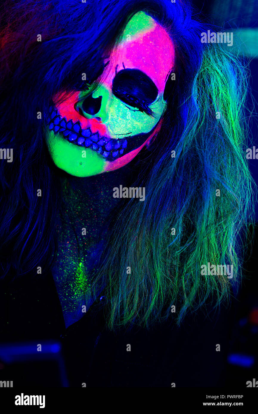 Neon Face Paint Skull