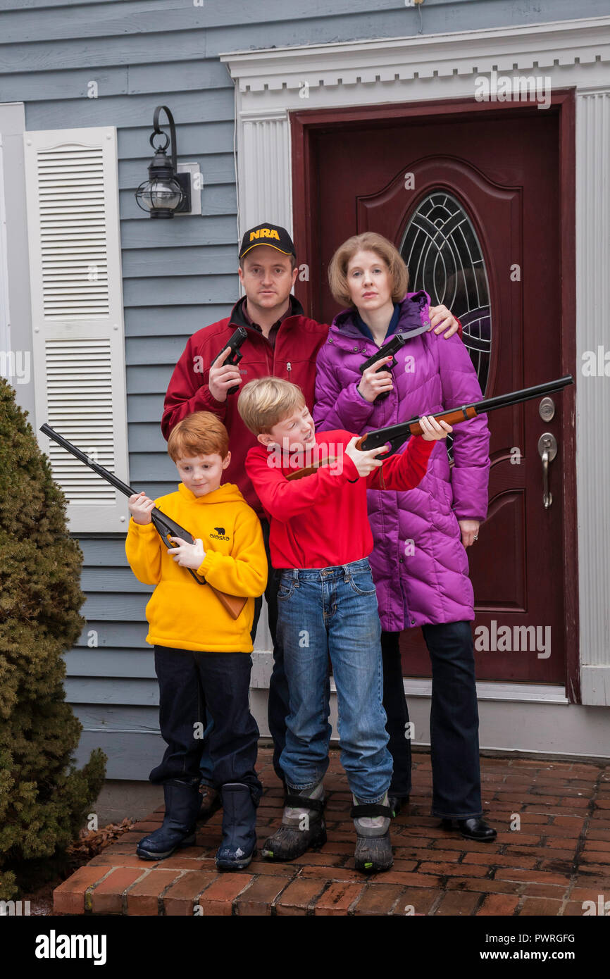 Armed family outside their home, USA 2013 Stock Photo - Alamy