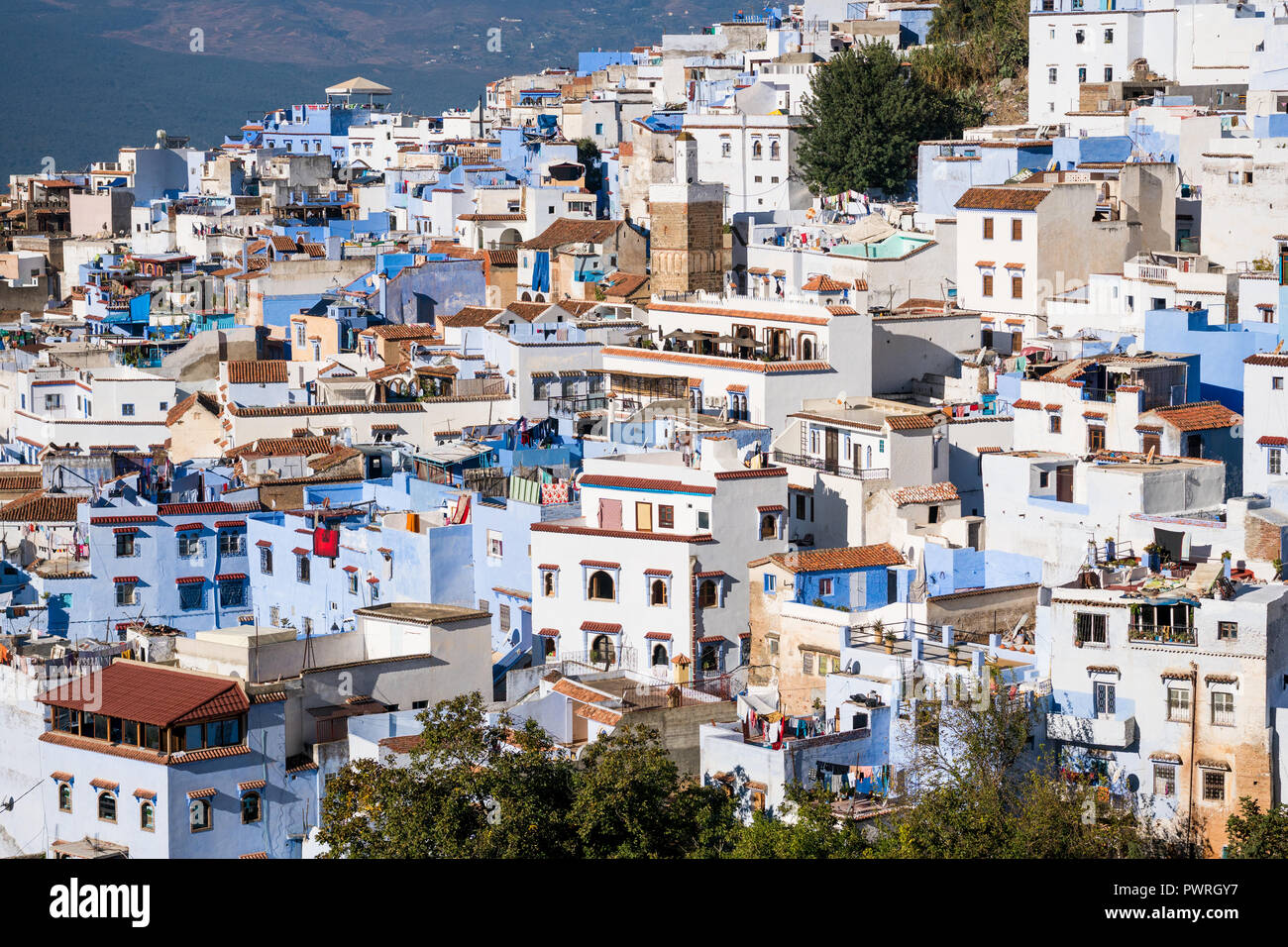 Aerial view of Chefchaouen, the Blue city, in Morocco Stock Photo - Alamy