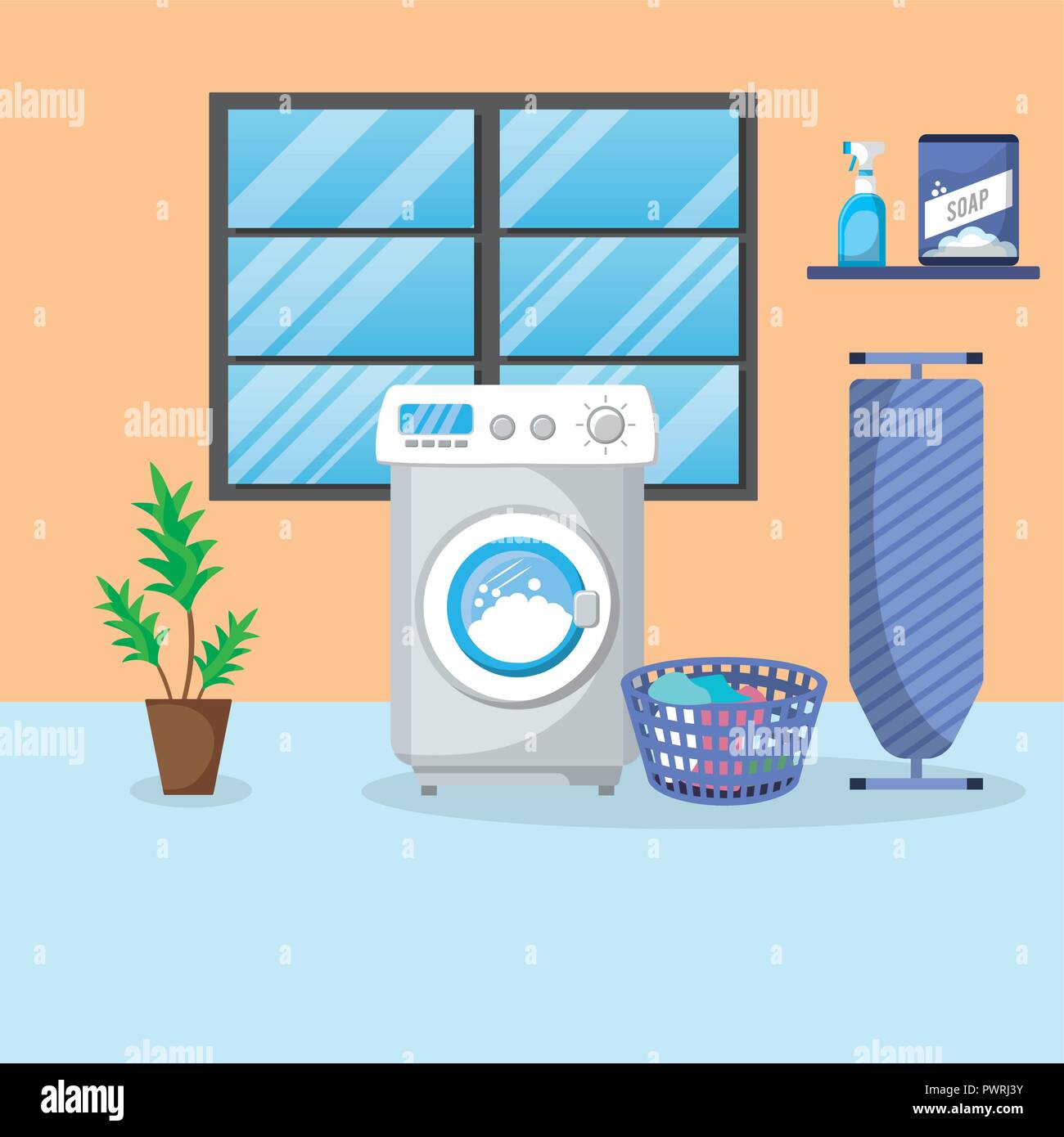 Laundry room interior Stock Vector Image & Art - Alamy