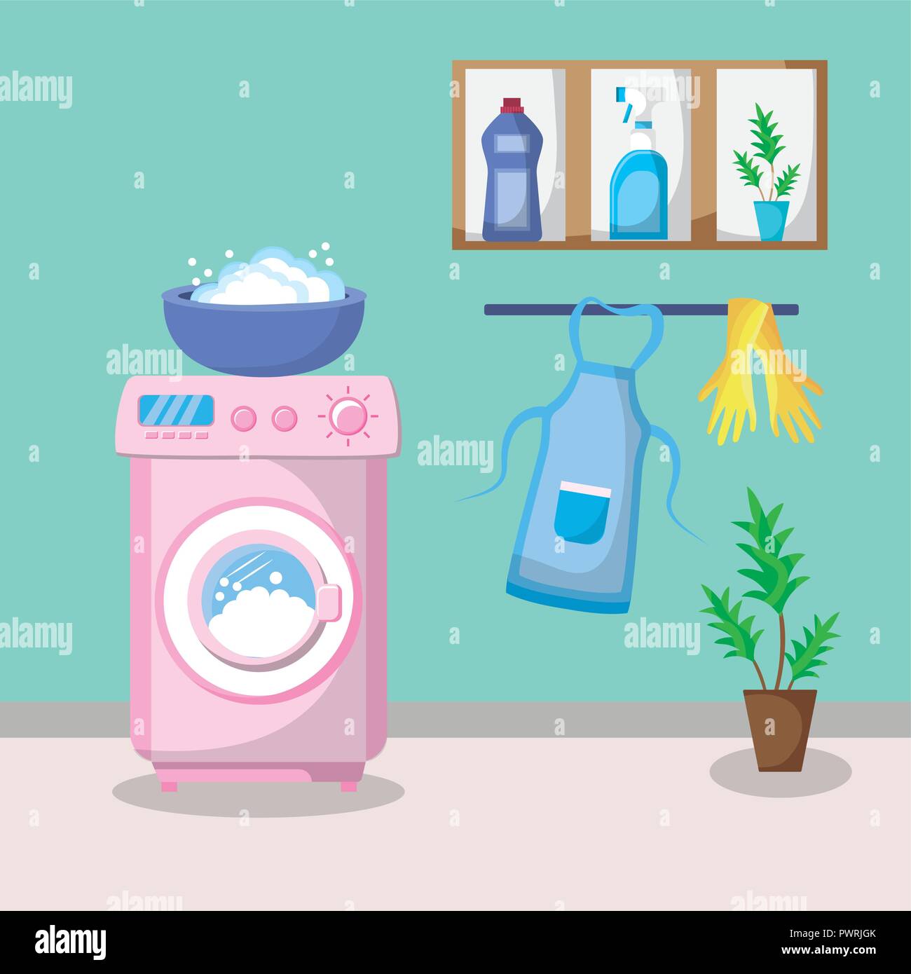 Laundry room interior Stock Vector Image & Art - Alamy