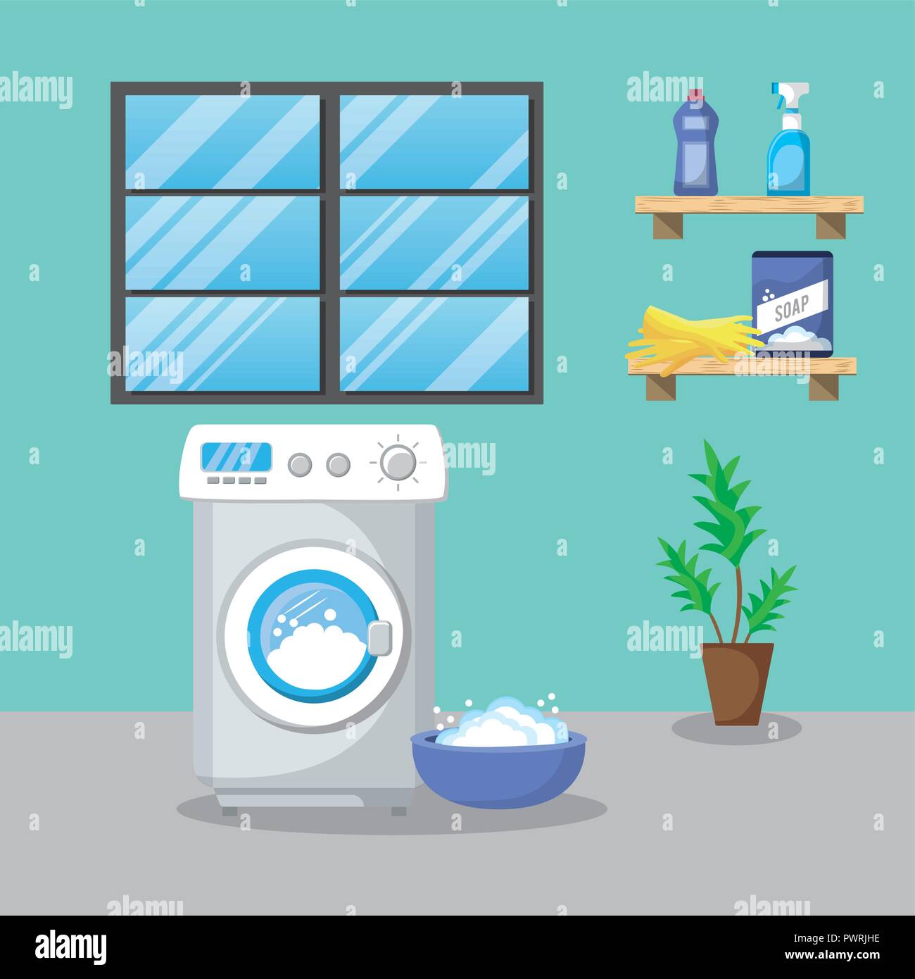 Laundry room interior Stock Vector Image & Art - Alamy