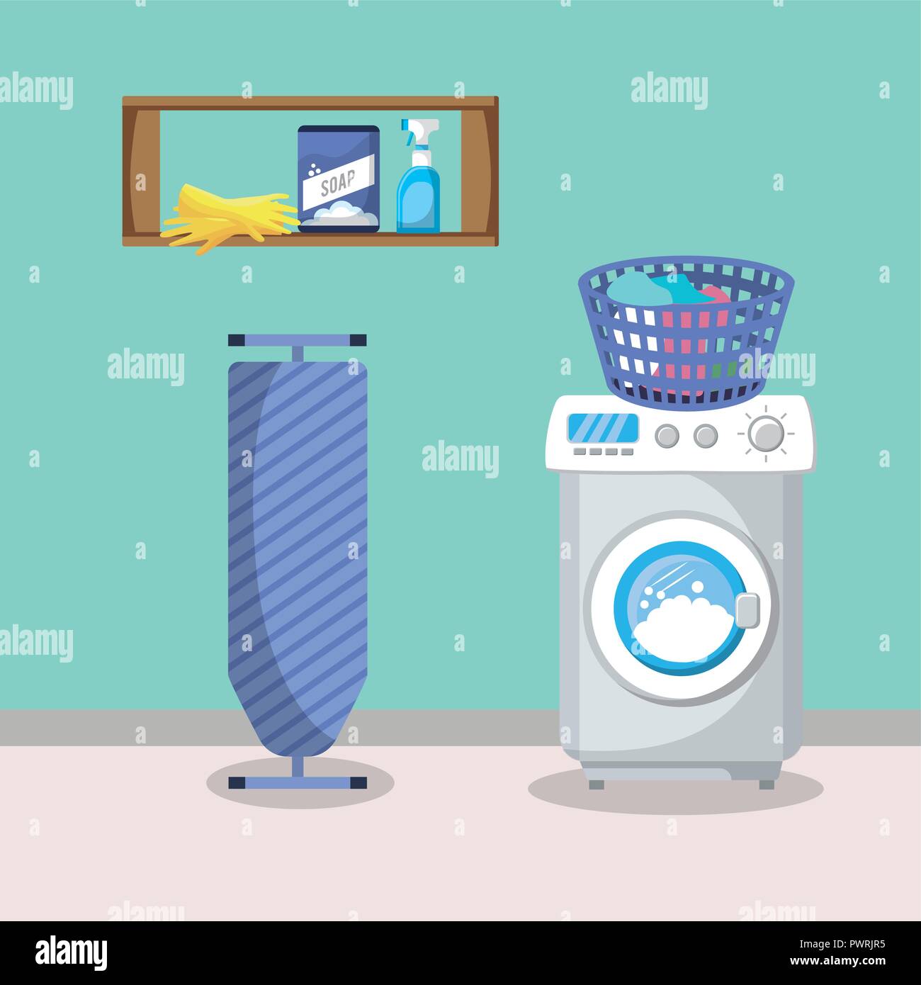 Laundry room interior Stock Vector Image & Art - Alamy