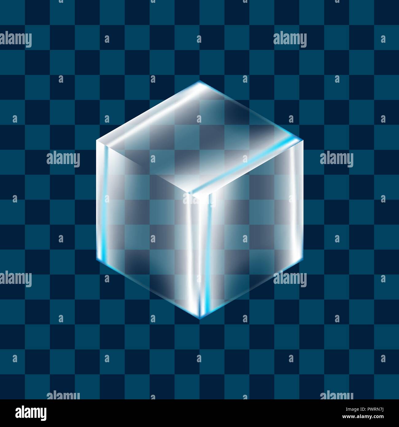 Realistic Ice cube with reflections on the transparent background Stock ...