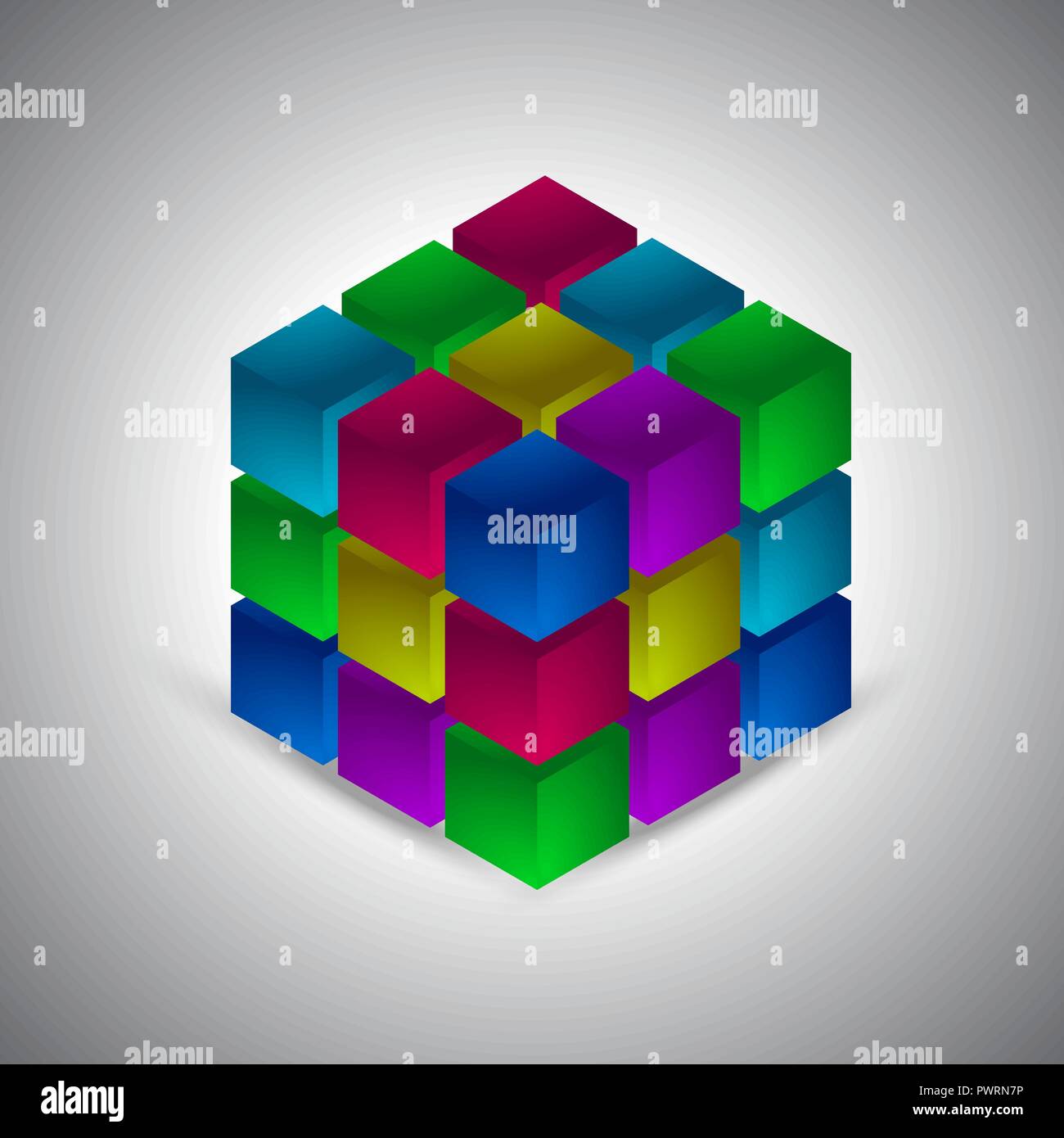 Isometric Rubiks cube vector on the grayscale background Stock Vector Image & Art - Alamy