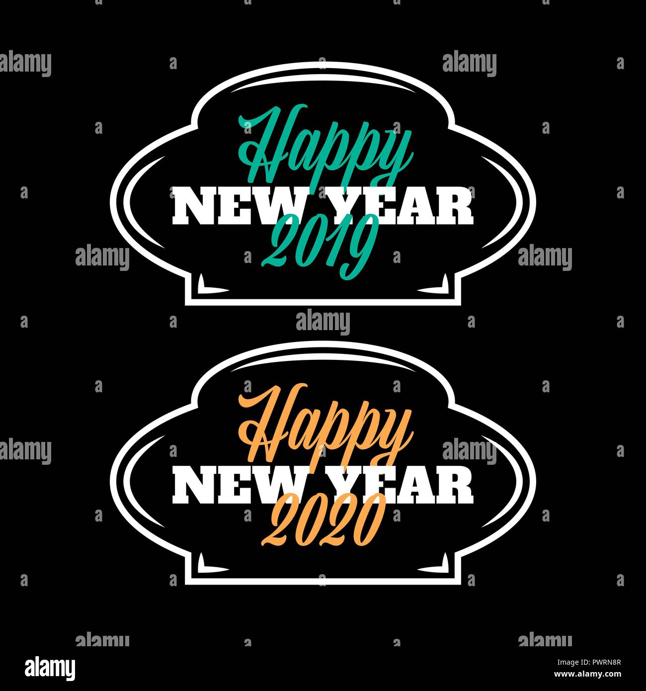 Happy New Year 2019-2020 sign on the black background Stock Vector ...