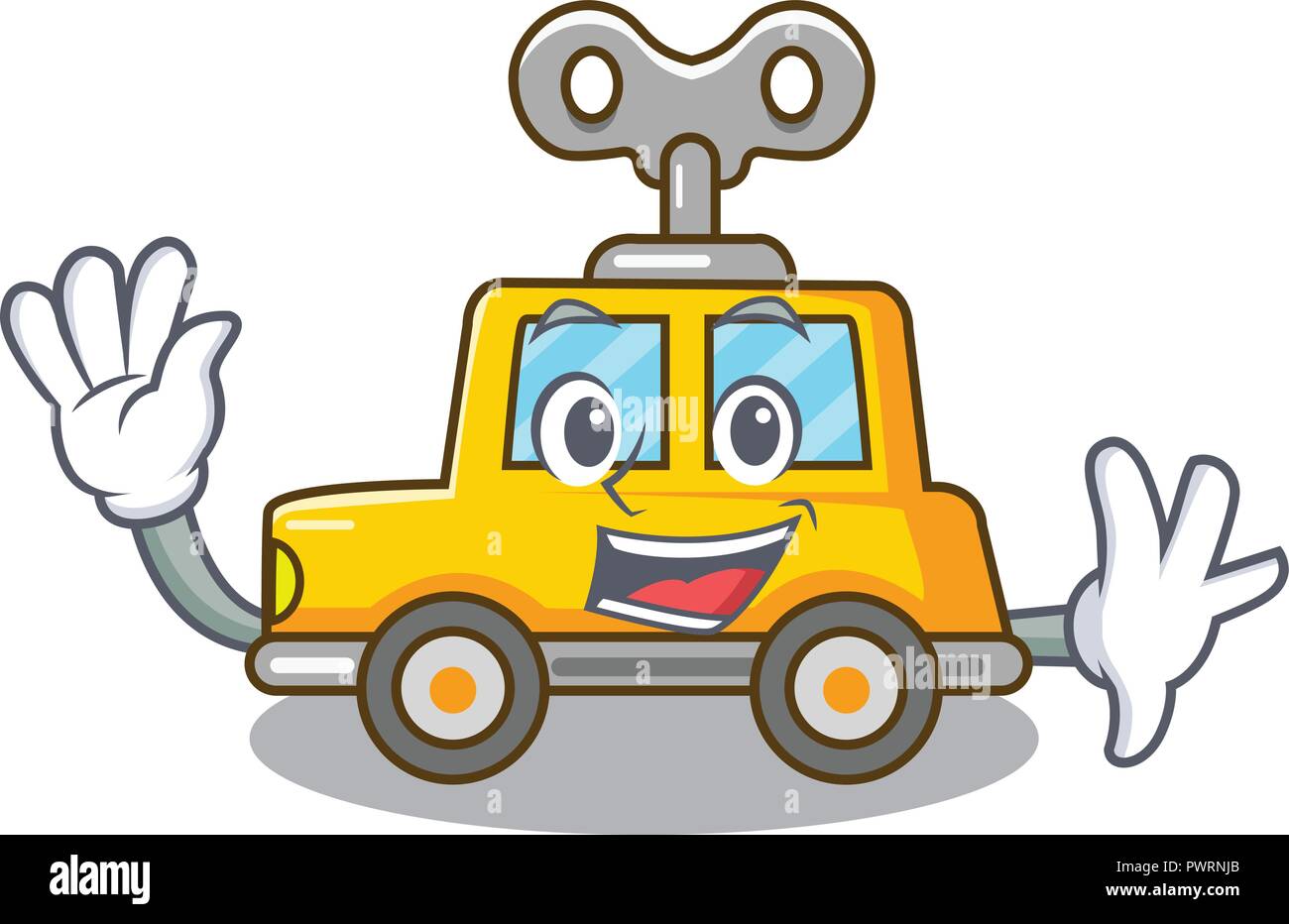 Waving cartoon clockwork toy car in table Stock Vector Image & Art - Alamy