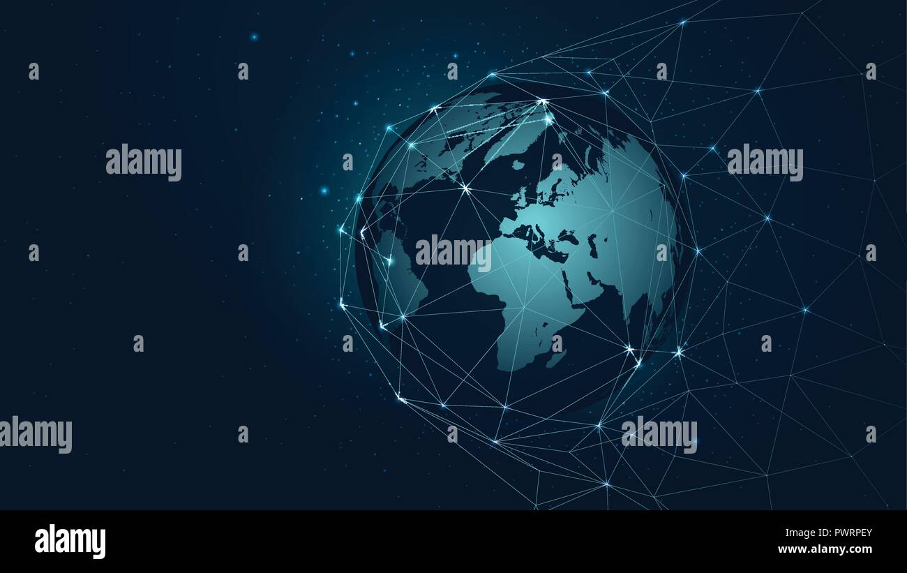 World Map Global Network Connection Vector Background Technology