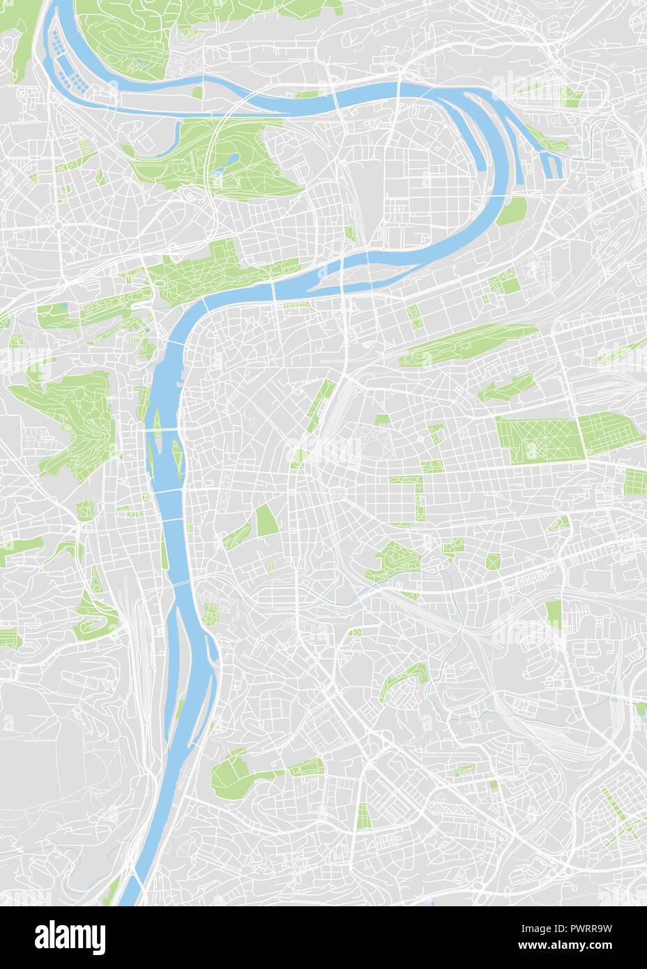 Prague colored vector map detailed plan of the city, rivers and streets ...