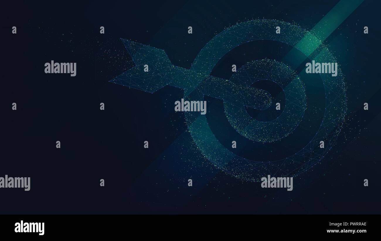 Target hit in center by arrows, future technology business vector ...