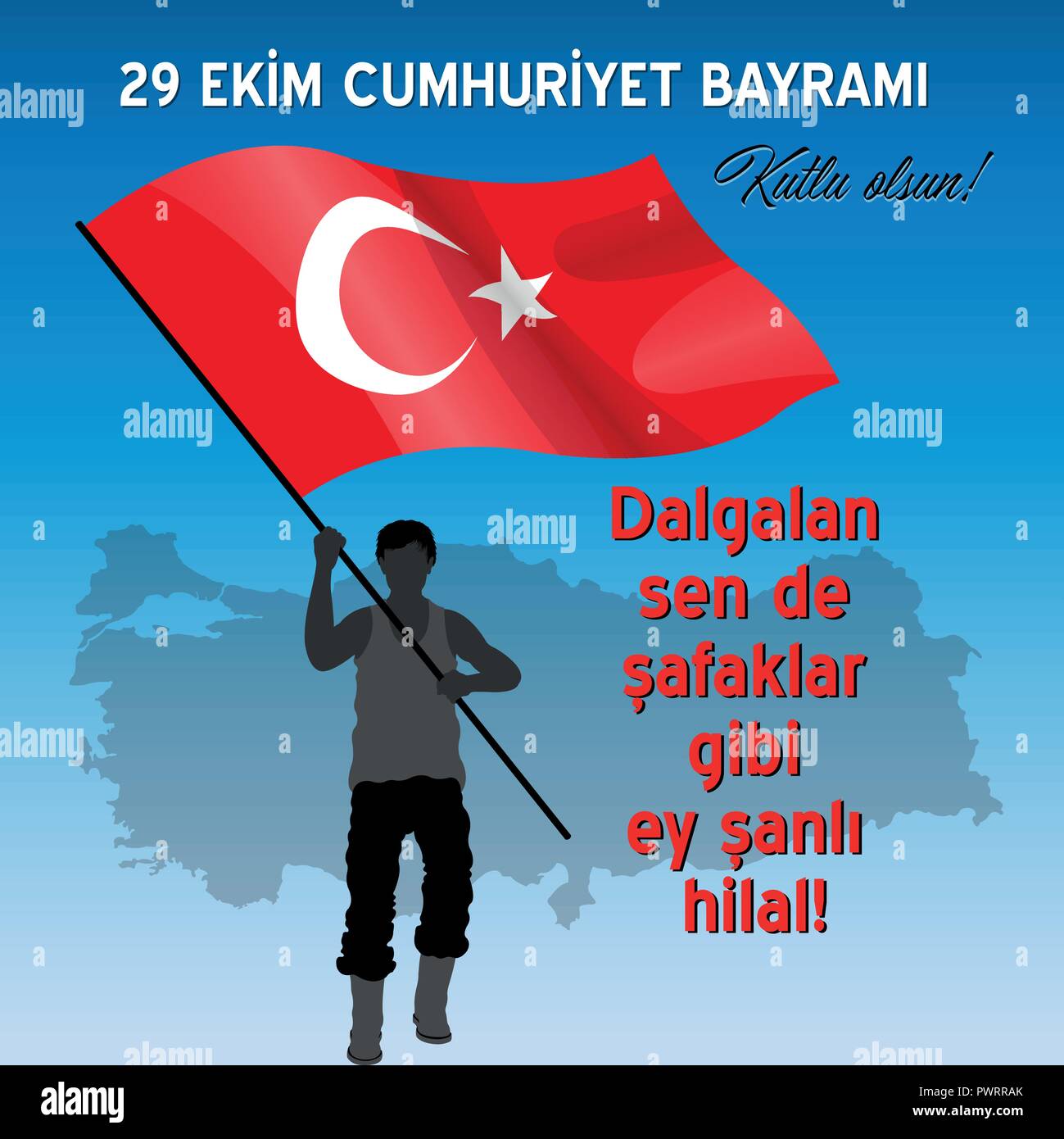 Republic of Turkey celebration with national poetry. All the objects ...
