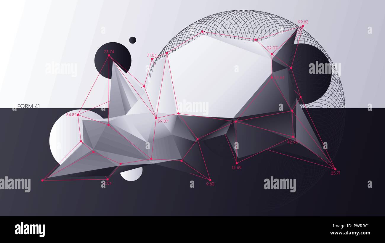 Abstract chaotic geometric low poly shapes, Digital analytics ...