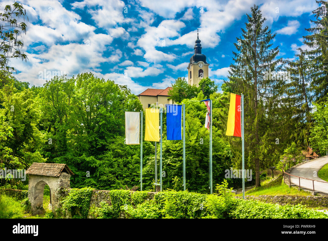 Scenic view at colorful landscape in Ozalj town, Croatia Europe Stock ...