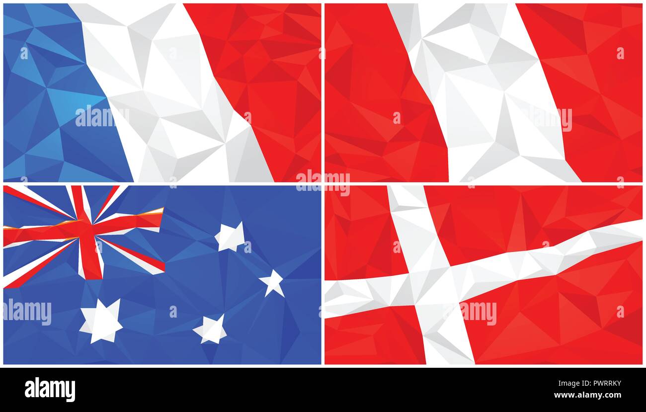 Low poly flag, abstract polygonal triangular background set 3 template ...