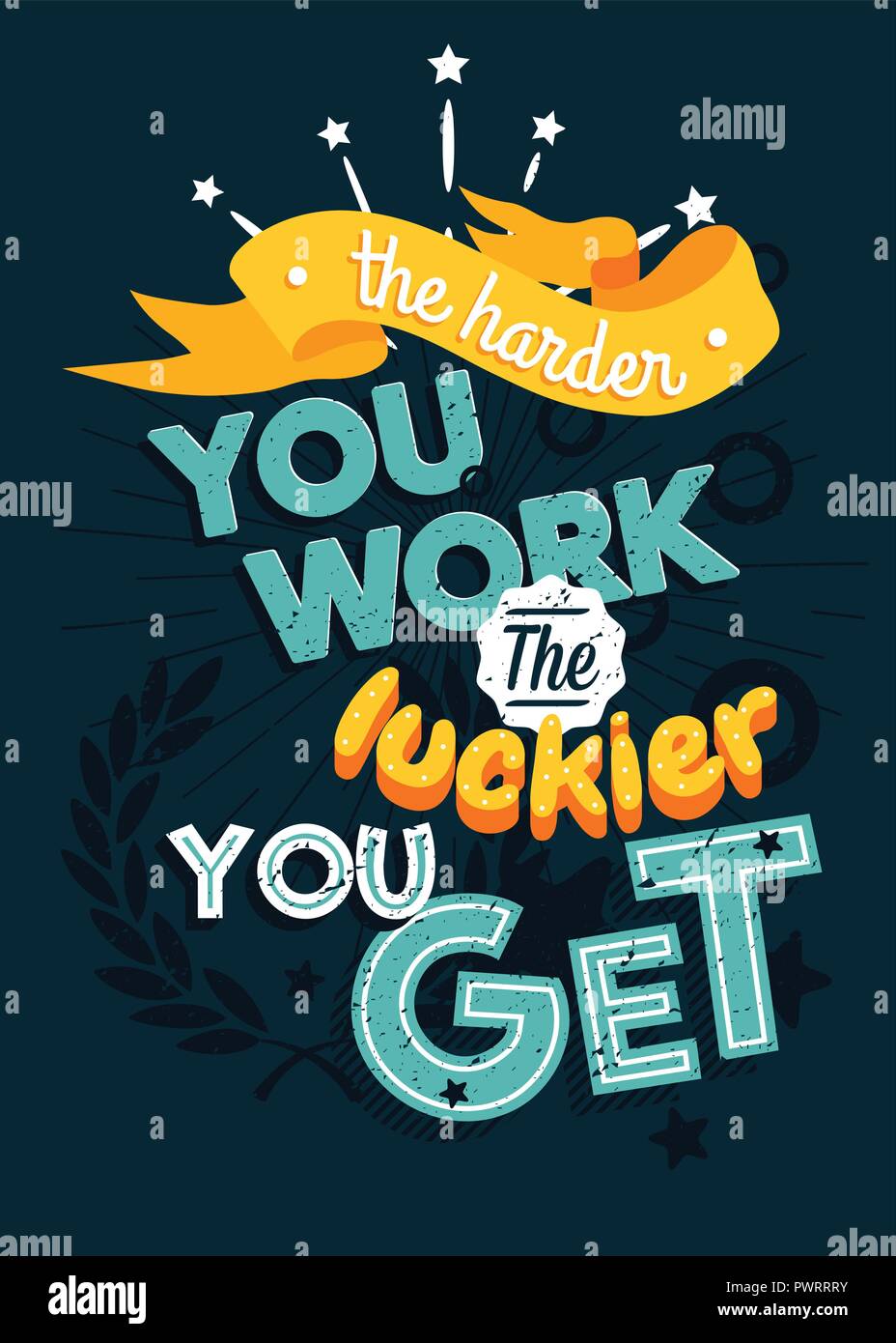 Motivational typography vector poster, The harder you work the luckier you get template for your ...