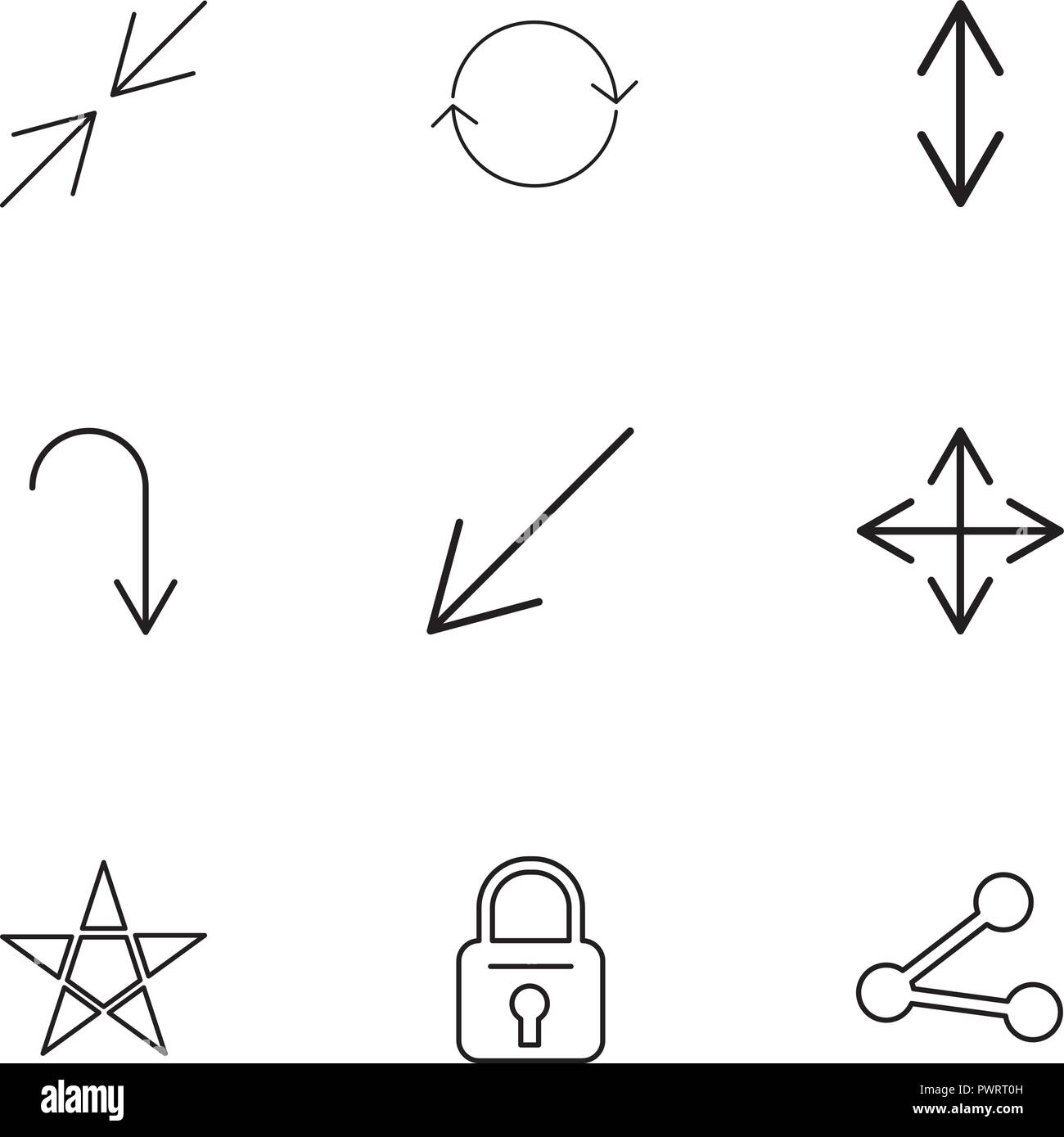 lock , star , share ,arrows , directions , avatar , download , upload ...