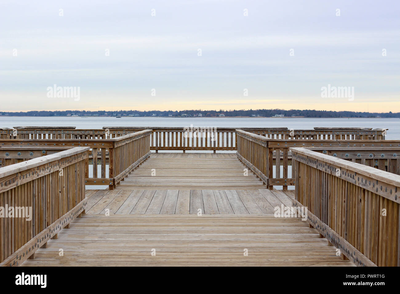 Expansive Wooden Dock on a Lake in Michigan Stock Photo - Alamy