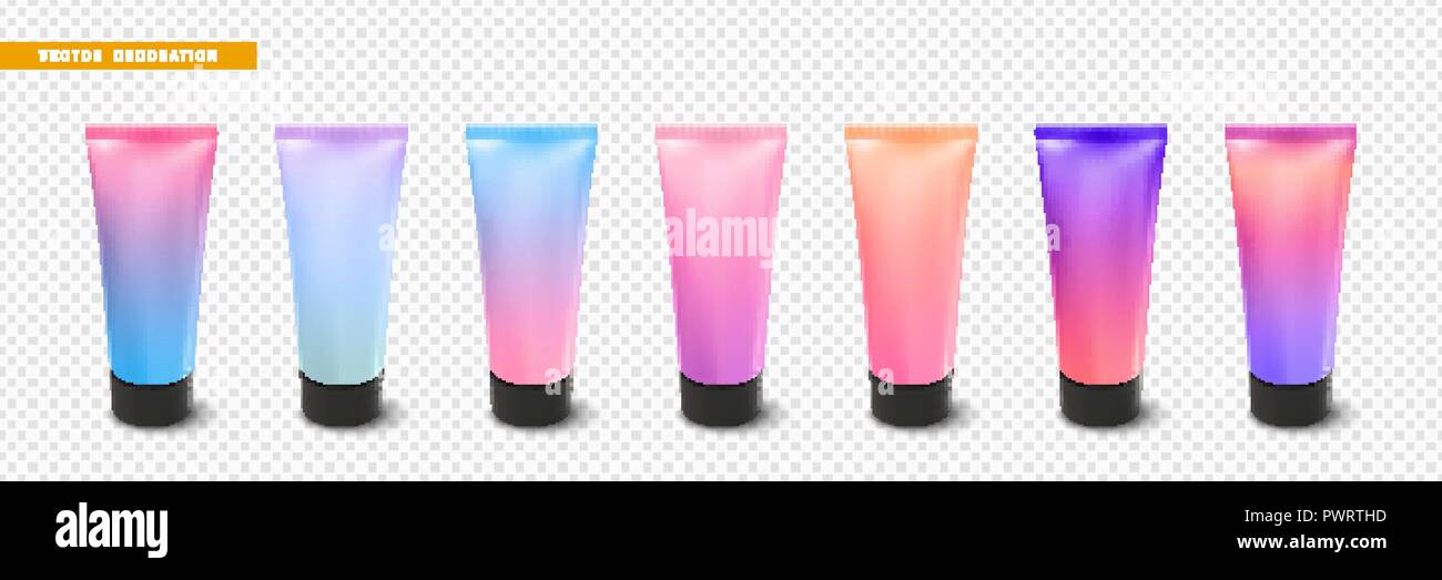 Cream or lotion tube, isolated Mock Up template. Realistic colorful ...