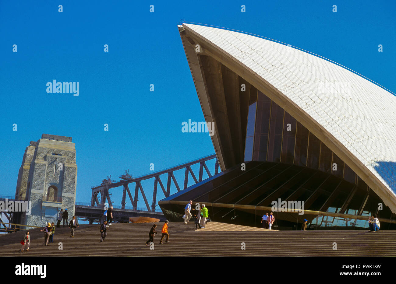 Detail from Sydney Opera House and Sydney Harbour Bridge in Sydney ...